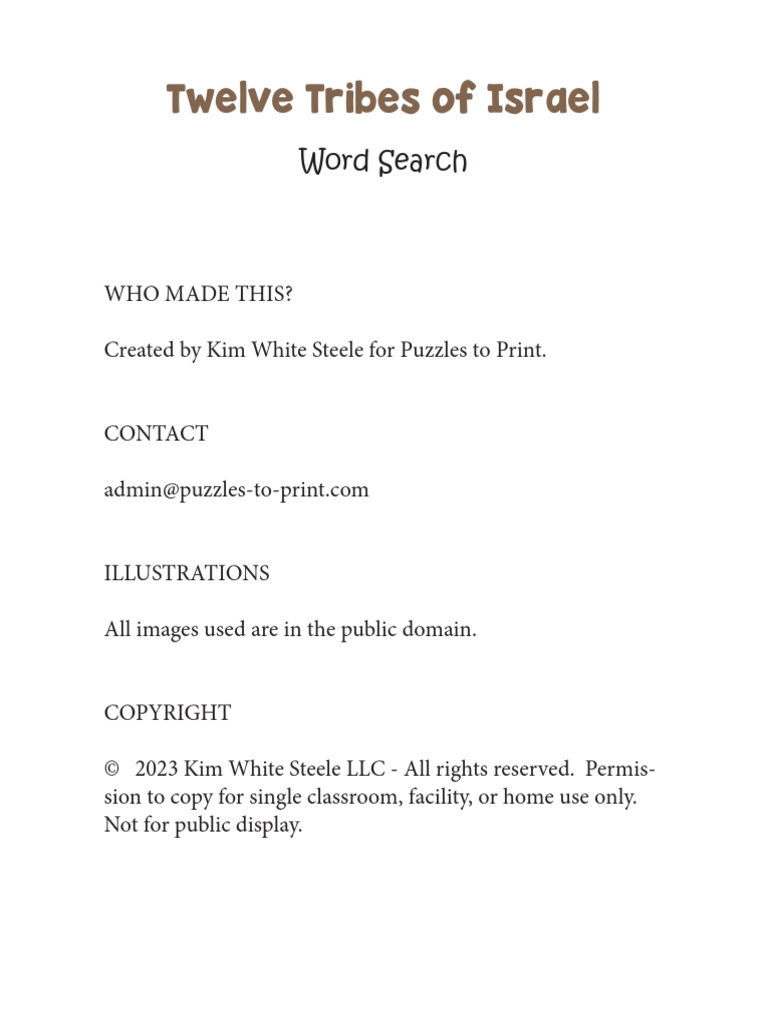Twelve Tribes of Israel Word Search | PDF