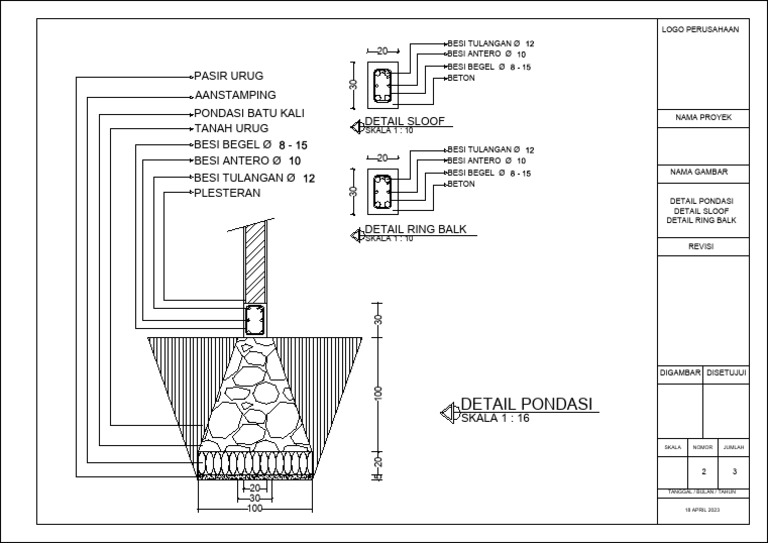 Detail Pondasi - Detail Sloof - Detail Ring Balk - 18 April 2023 | PDF