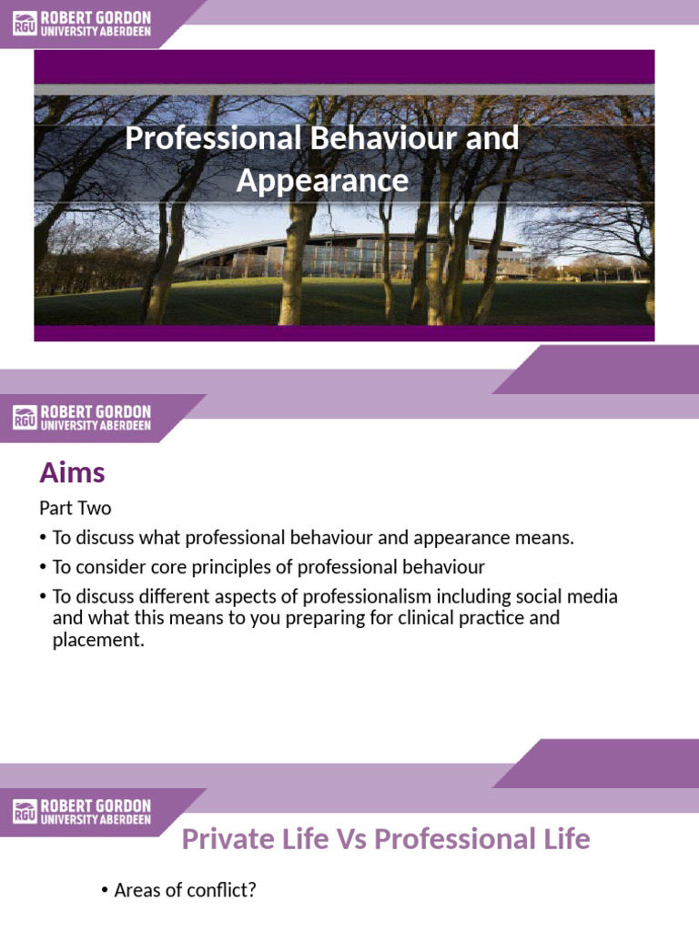 Professional Appearance and Behaviour | PDF