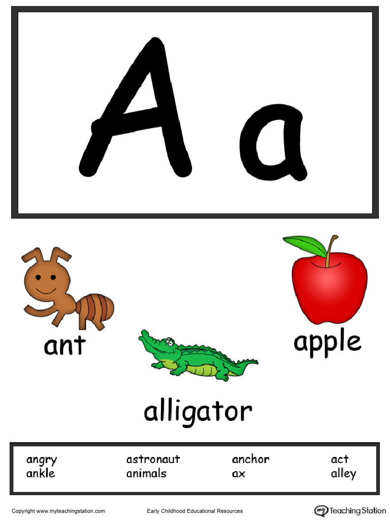 Mts Alphabet Flashcards For Preschooler Letter A Color | PDF