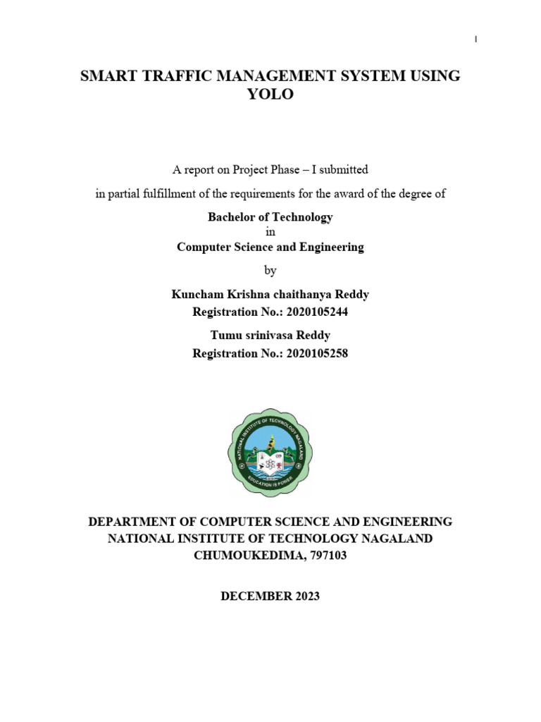 SMART TRAFFIC MANAGEMENT SYSTEM USING YOLOv5 1 | PDF