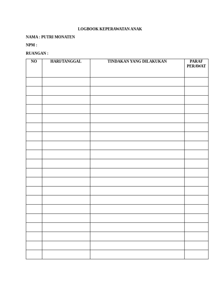 Logbook Keperawatan Anak | PDF