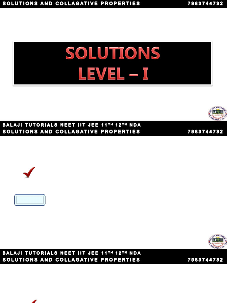 Solutions Mcq Level 1 | PDF