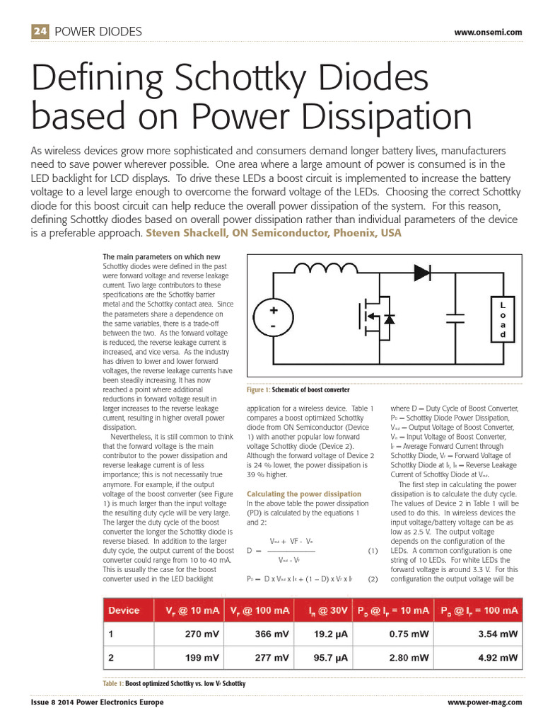 Defining Schottky Diodes Based On Power Dissipation | PDF