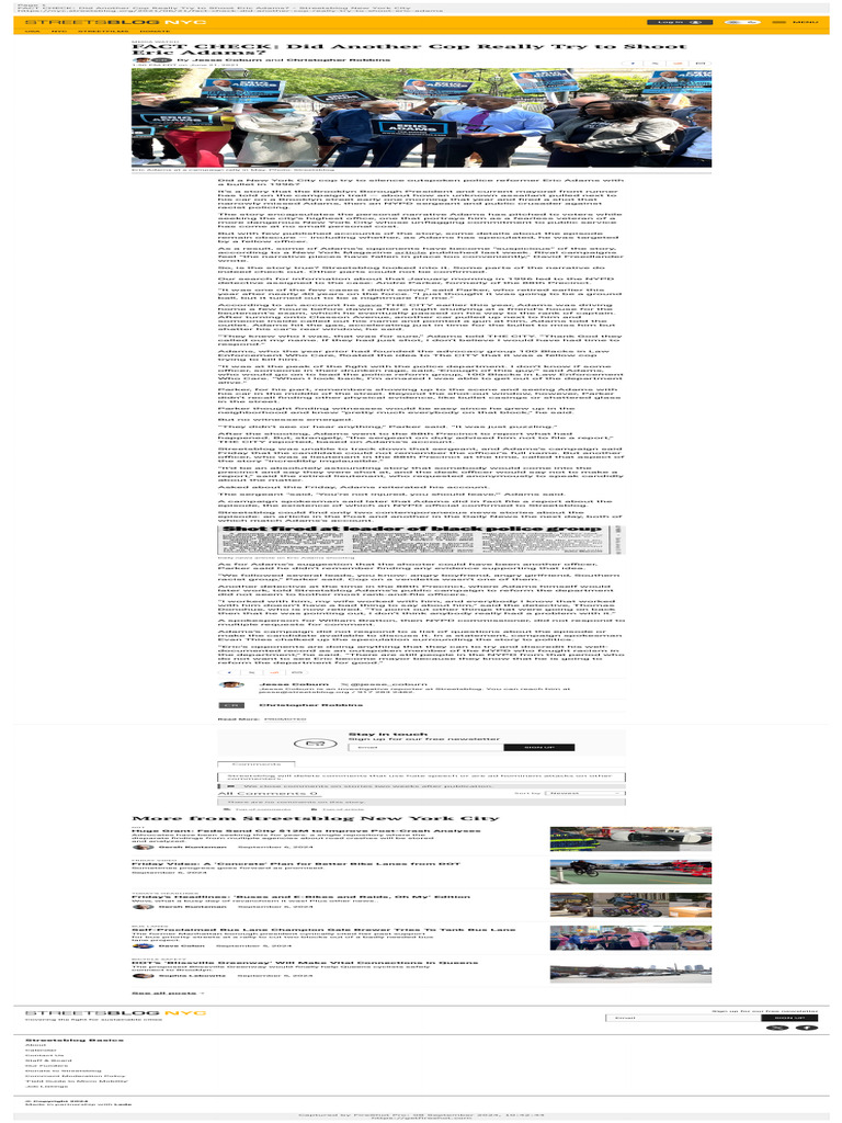 FACT CHECK - Did Another Cop Really Try To Shoot Eric Adams - Streets | PDF