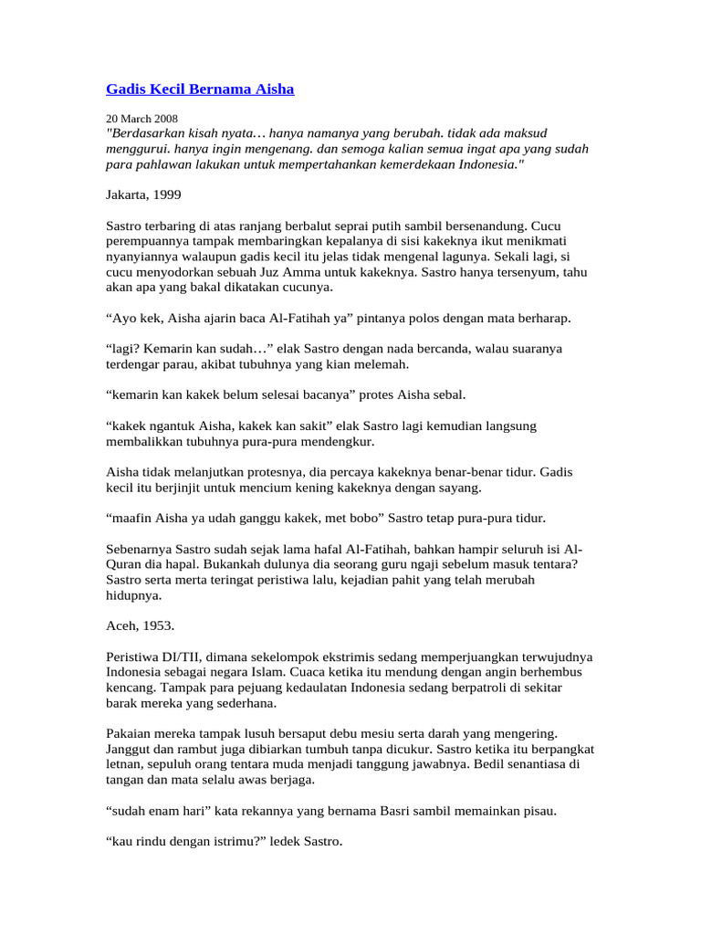 Gadis Kecil Bernama Aisha | PDF