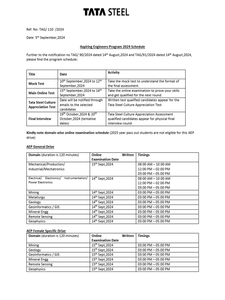 AEP Schedule 2024 | PDF
