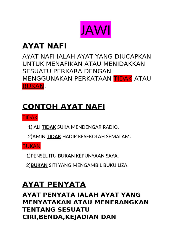 Nota Upkk Jawi Sofia | PDF