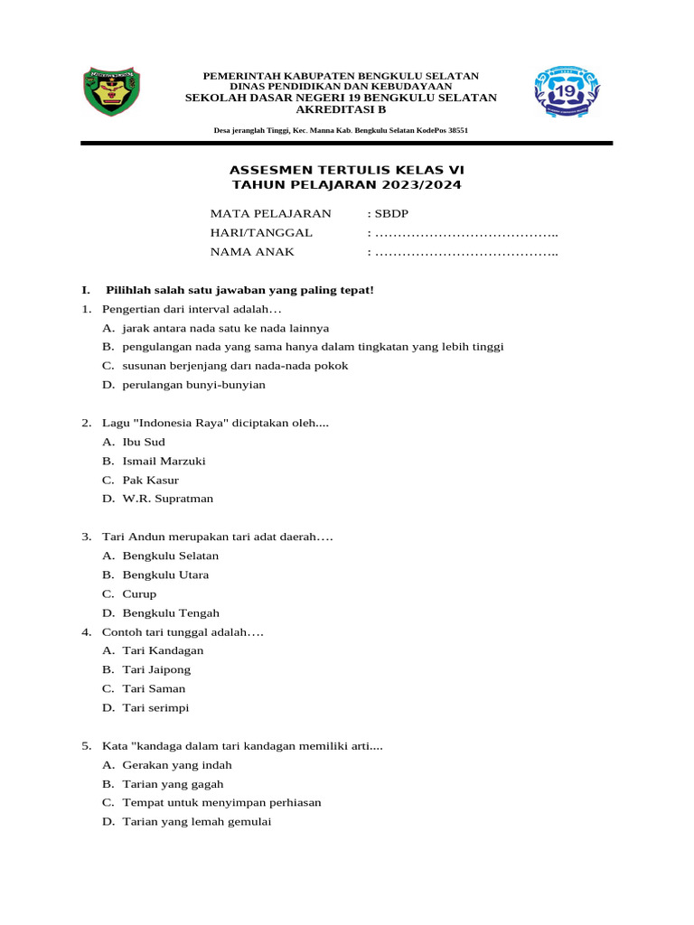 Soal Assesmen 6 SBDP 2024 | PDF