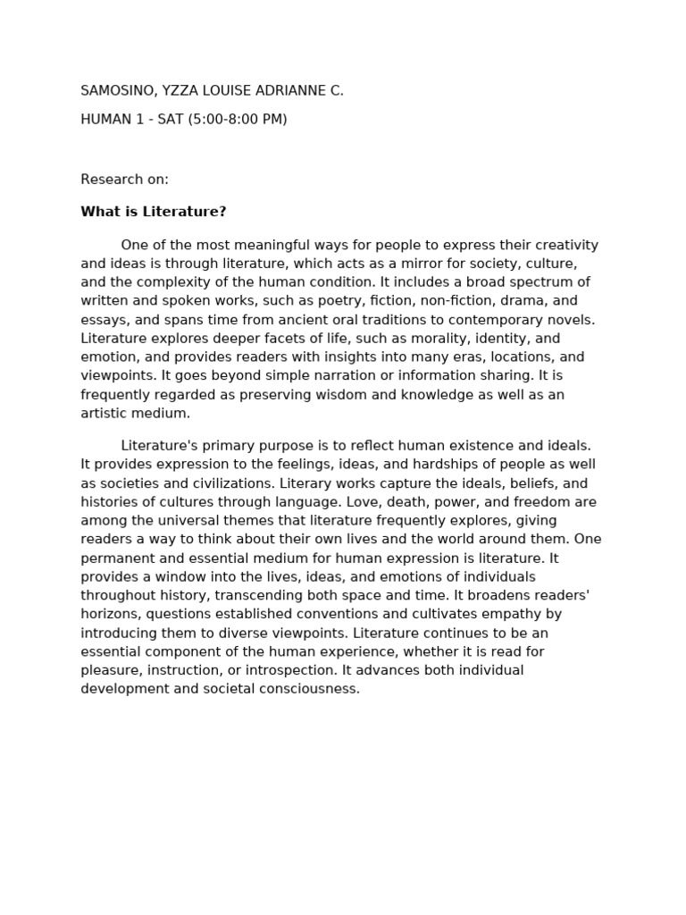 SAMOSINO, YZZA - Assignment in HUMAN 1 | PDF