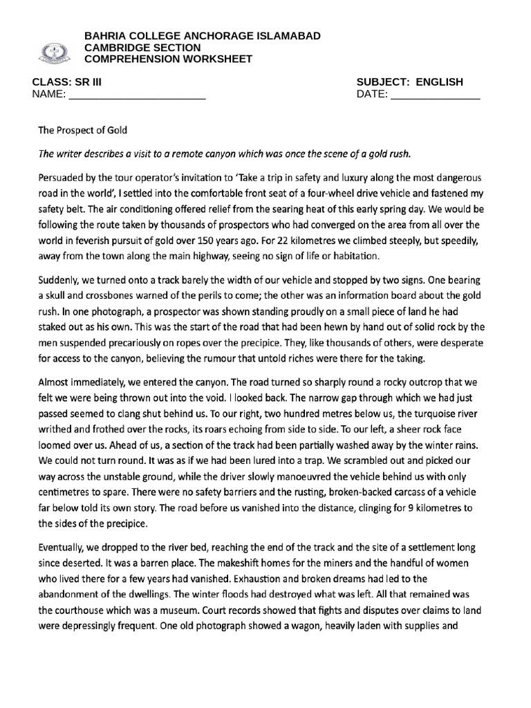 Mocks Comprehension Practice Worksheet | PDF