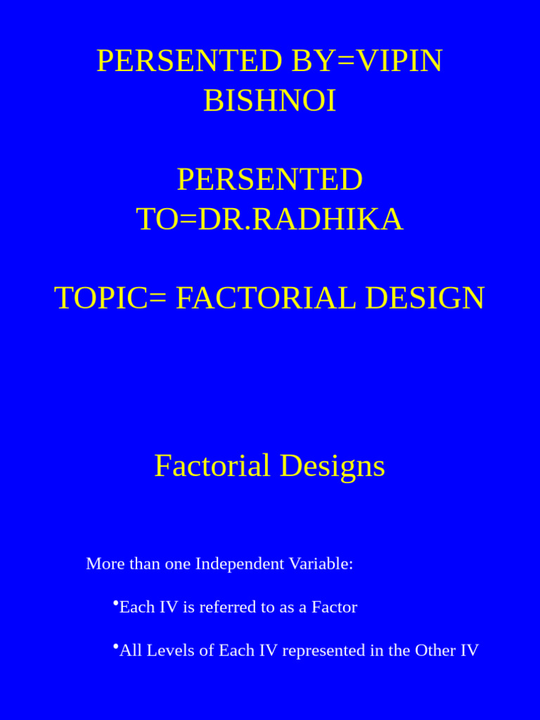 Factorial Designs CH 11 F | PDF