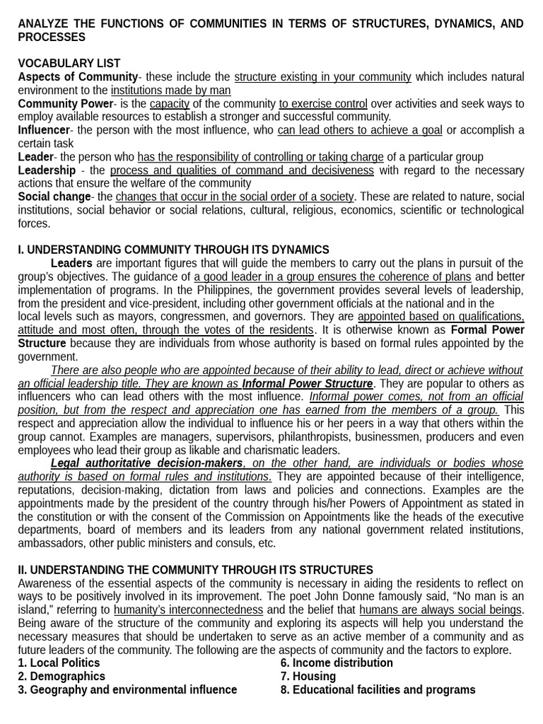 CESC Lesson 3-ANALYZE THE FUNCTIONS OF COMMUNITIES FINAL 001 | PDF