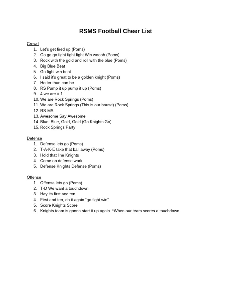 Football Cheers 2021 | PDF