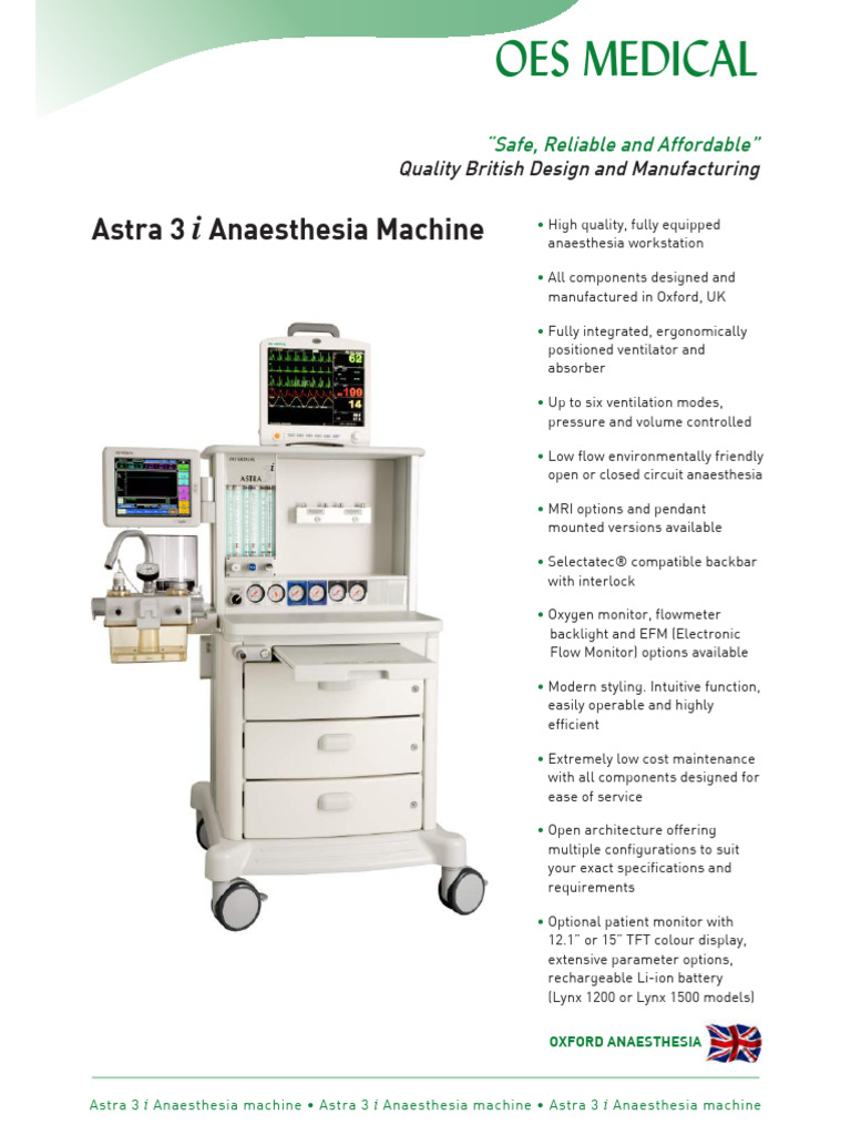 Astra 3i AnaesthesiaMachine Catalog | PDF