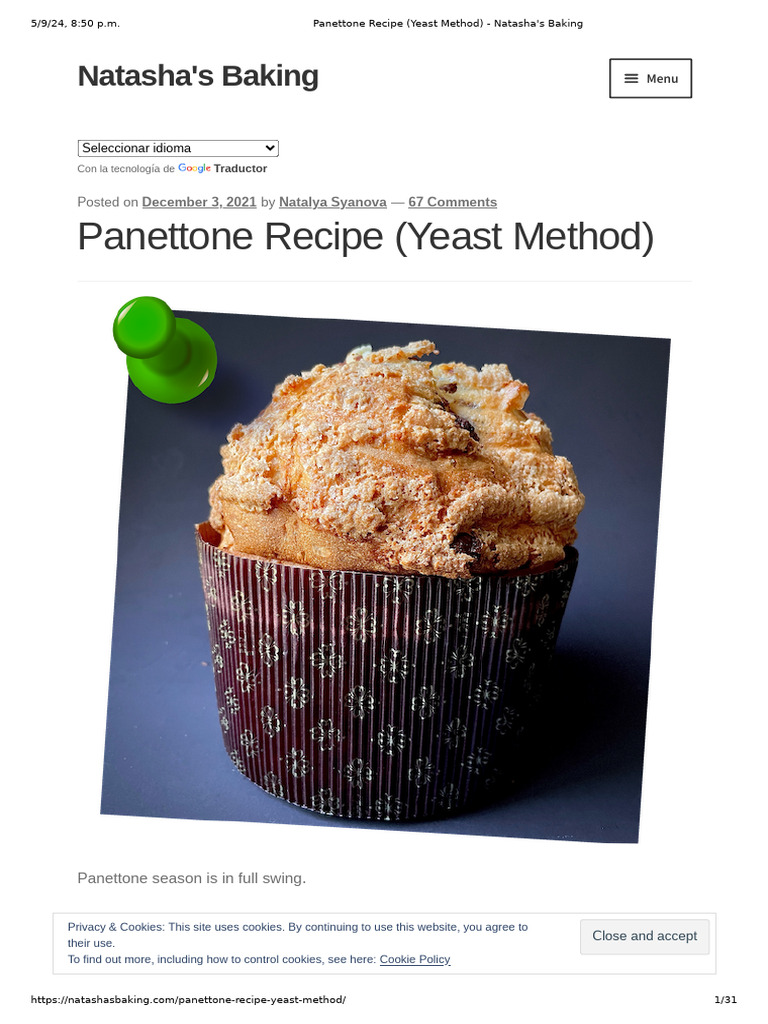Panettone Recipe (Yeast Method) - Natasha's Baking | PDF