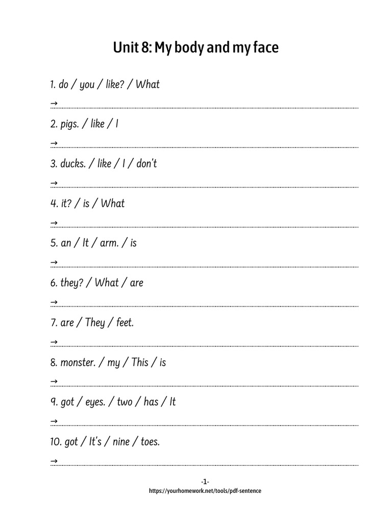 Unit 8 - My Body and My Face | PDF