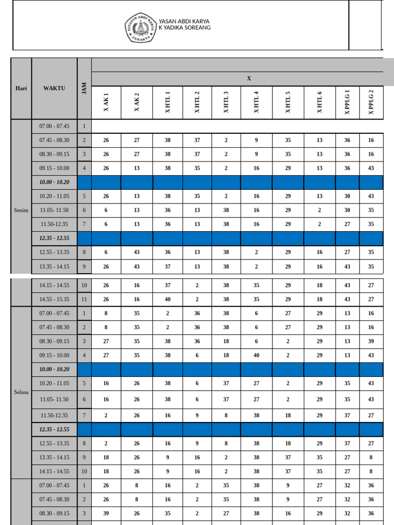 JADWAL PELAJARAN TA 2024-2025 Revisi 1 Fix (1) (DipulihkanOtomatis) | PDF