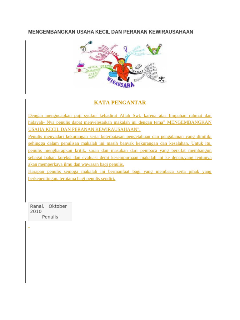 Mengembangkan Usaha Kecil Dan Peranan Kewirausahaan | PDF