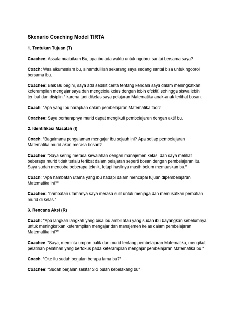 Skrip Coaching Model TIRTA | PDF