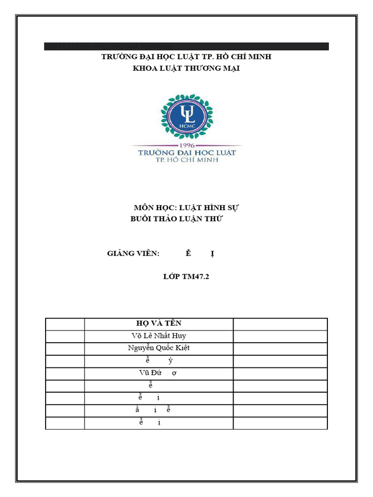 Nhóm 2 Luật hình sự Cụm 4 TM47.2 | PDF
