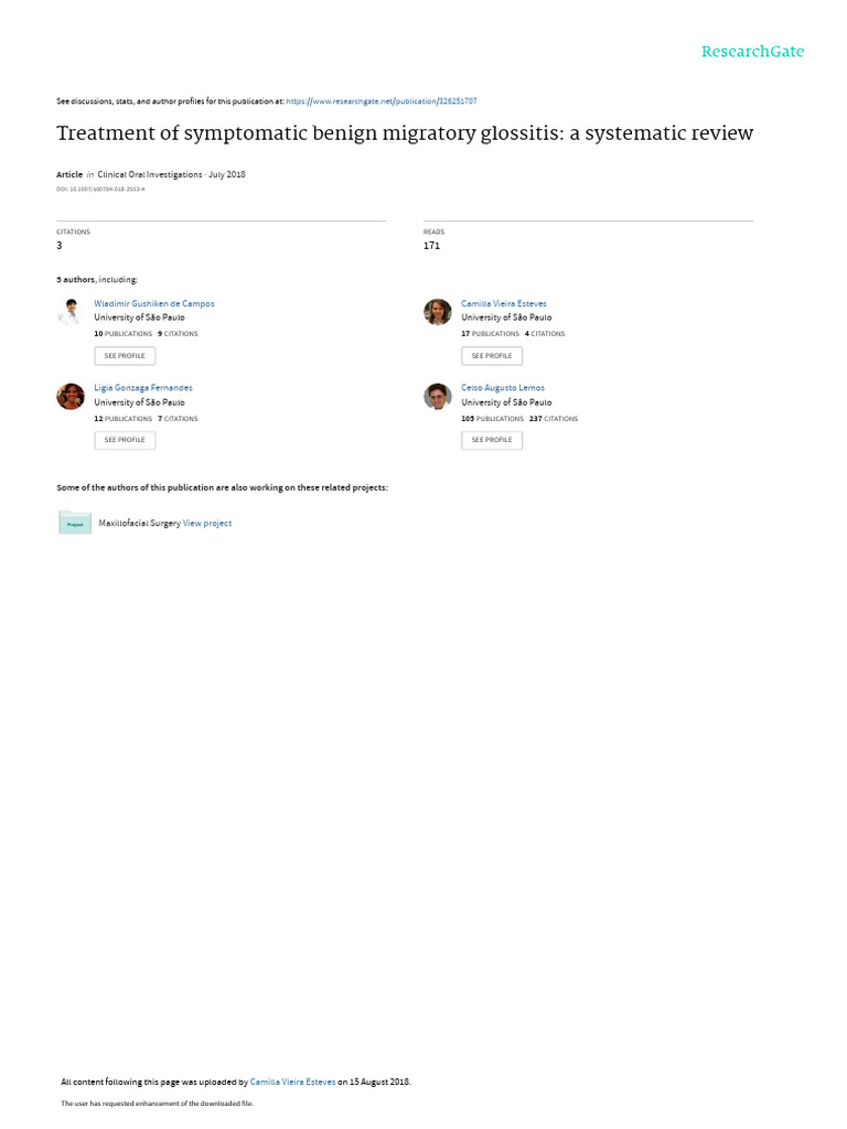 Treatment of Symptomatic Benign Migratory Glossitis: A Systematic ...