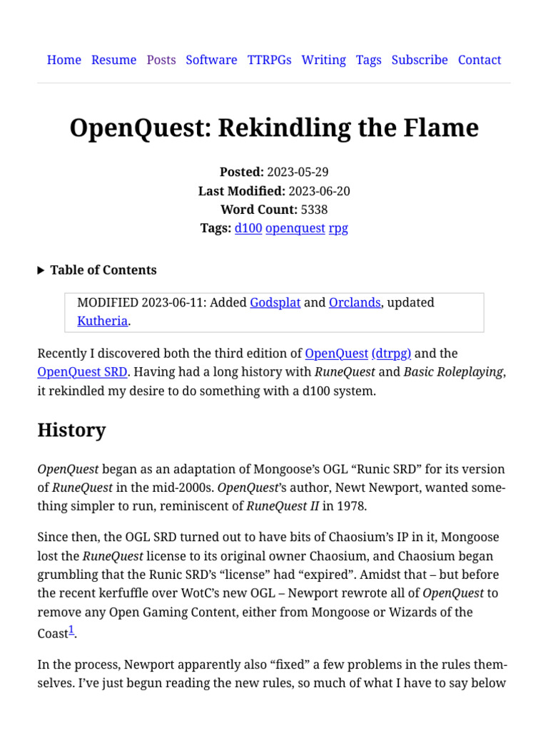 OpenQuest - Rekindling The Flame - Frank Mitchell's Blog | PDF
