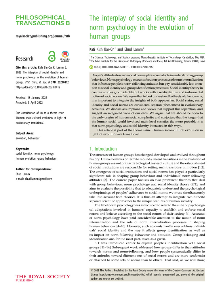 The Interplay of Social Identity and Norm Psychology in The Evolution ...