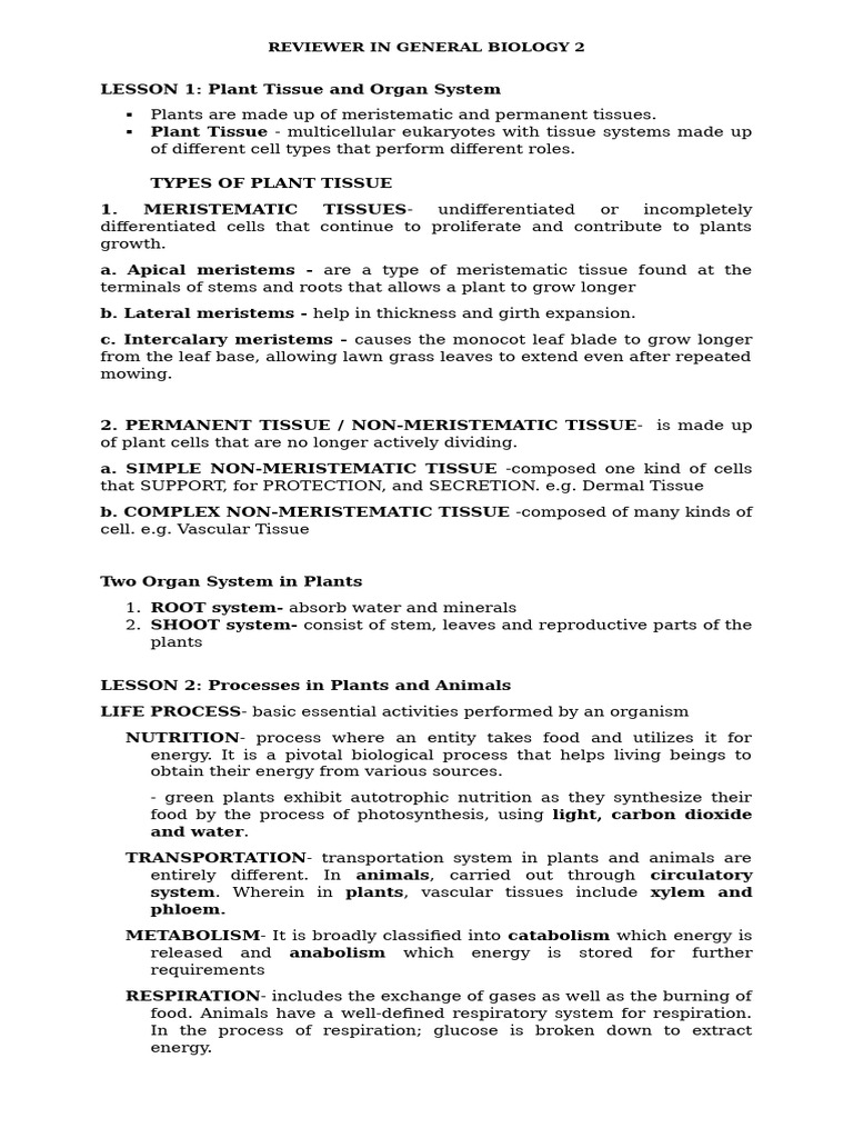Gen Bio 2 First Monthly Reviewer | PDF