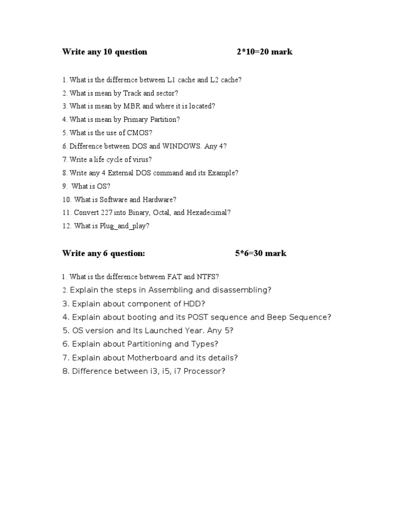 A+ Question | PDF | Games & Activities | Computers