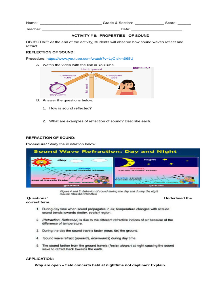 Activity Properties of Sound | PDF | Art | Career & Growth