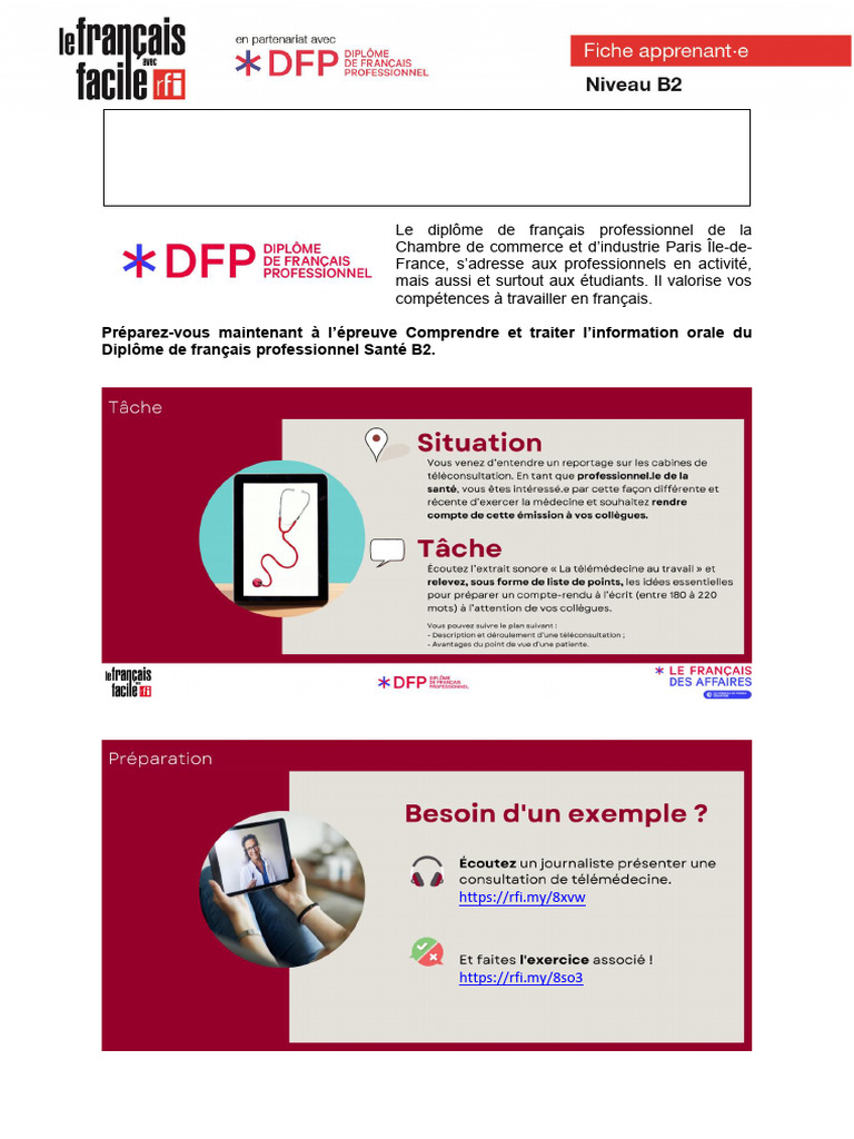 Rfi DFP Sante B2e Telemedecine | PDF