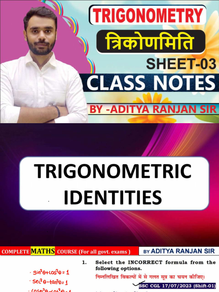 294 Trigonometry Sheet 03 Class Notes Mathematics Trigonome | PDF