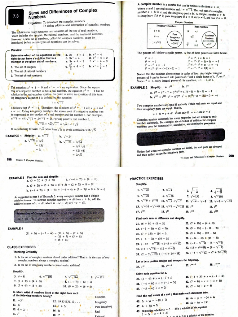ME 104 20. Sums and Differences of Complex Numbers | PDF