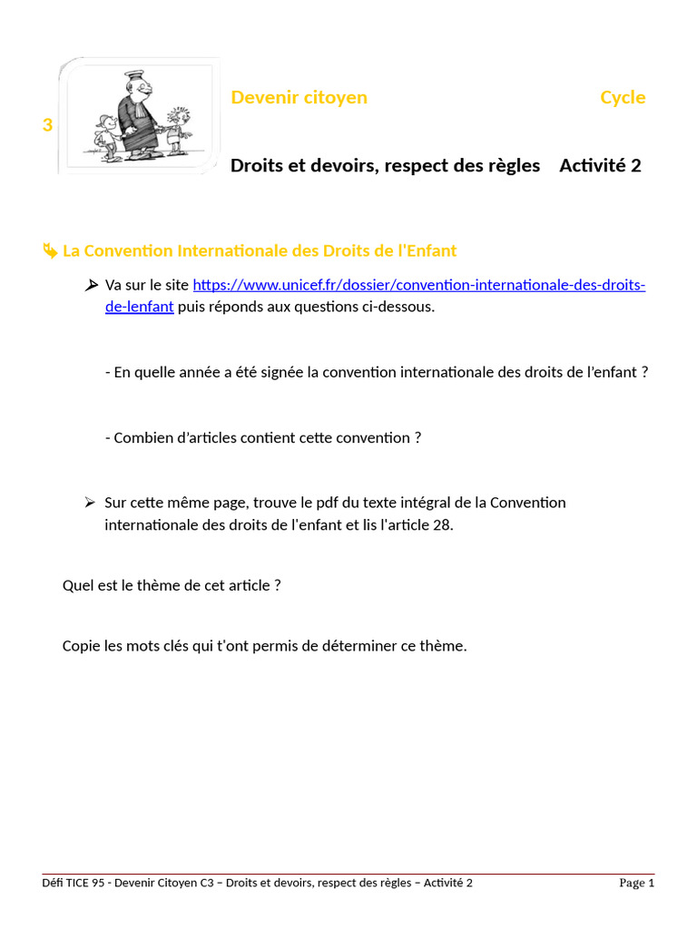 Droits Et Devoirs Cycle 3-Activite 2 | PDF