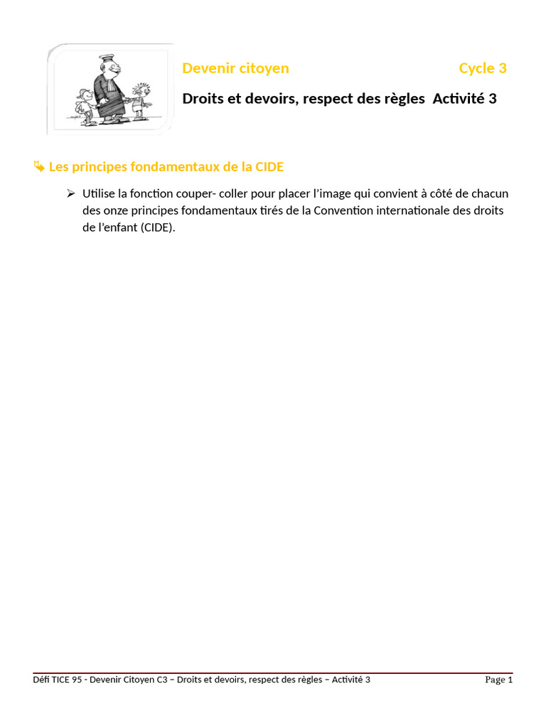 Droits Et Devoirs Cycle 3-Activite 3 | PDF