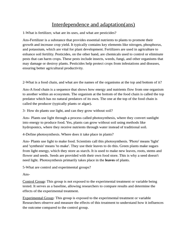 Interdependence and Adaptation | PDF