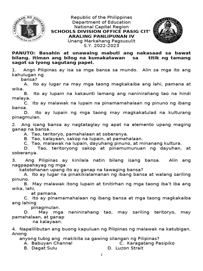 AP 1st PT GR 4 | PDF