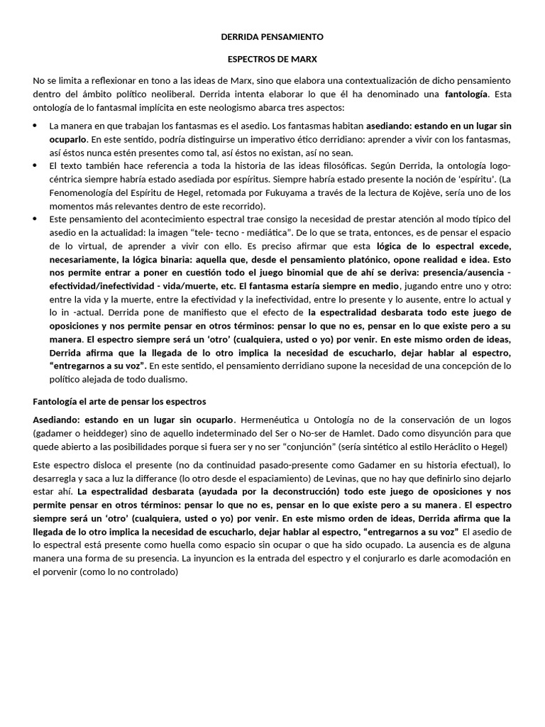 DERRIDA Espectros de Marx | PDF