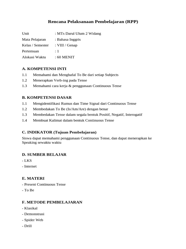 RPP Bing Jefri | PDF