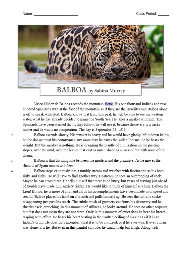 Balboa - Sabina Murray | PDF