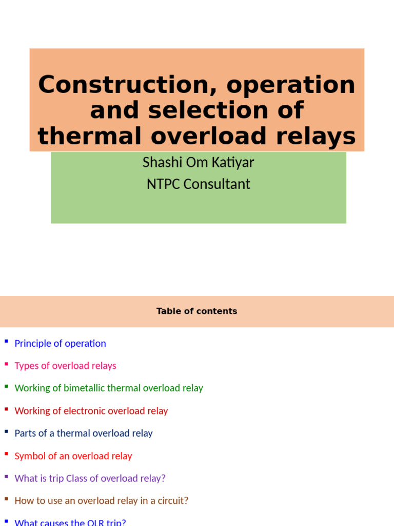 Construction, Operation and Selection of Thermal Overload | PDF