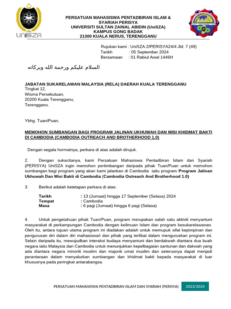 Template Surat Mohon Sumbangan | PDF