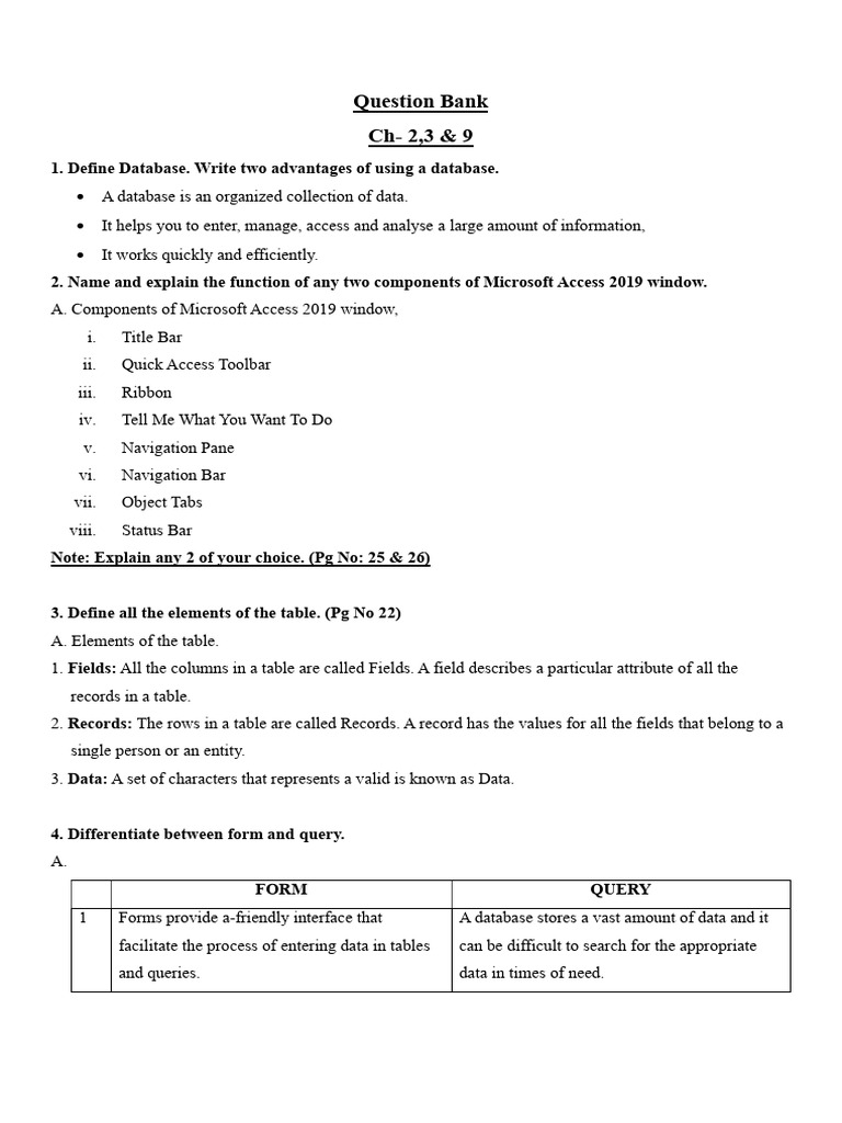 UNIT 2- 3 - 9 Question Bank | PDF