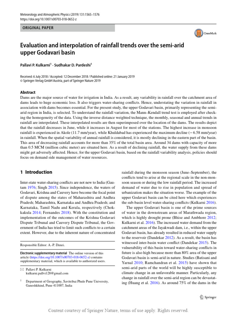 Evaluation and Interpolation of Rainfall Trends Ov | PDF