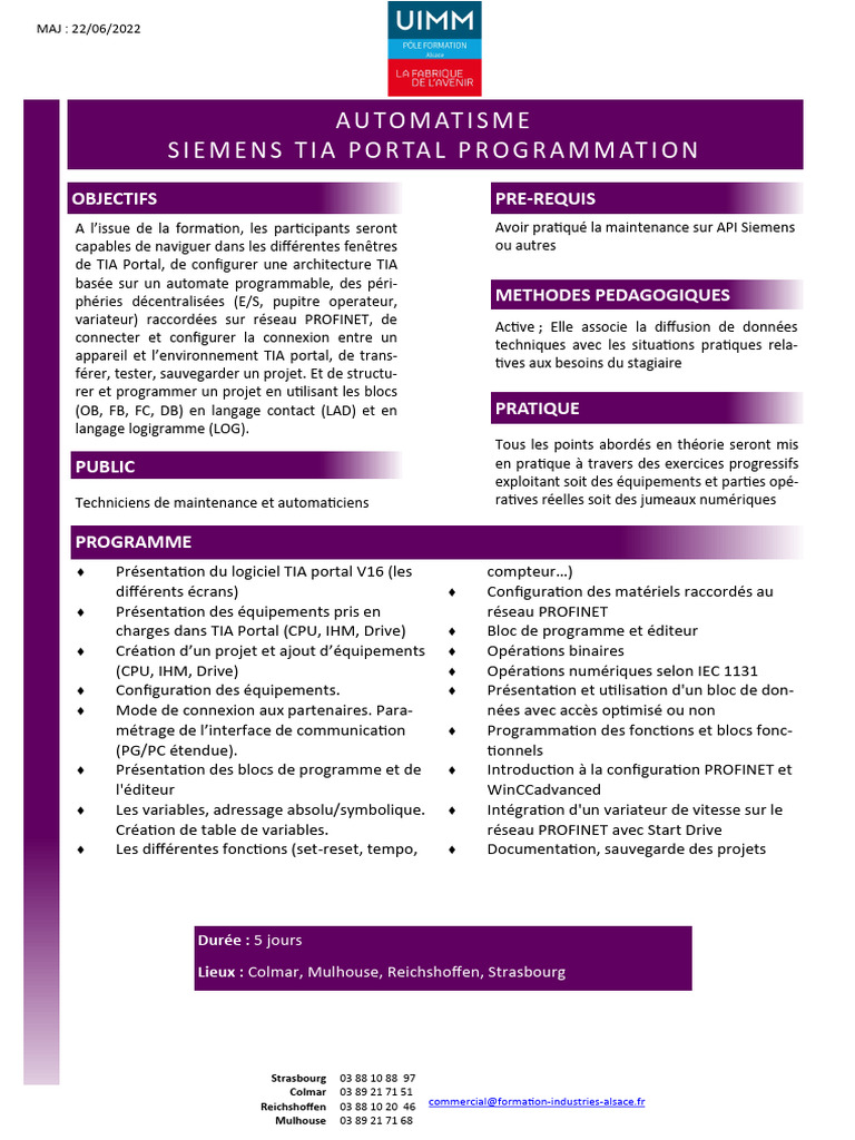 Automatisme Siemens Tia Portal Programmation Pdf