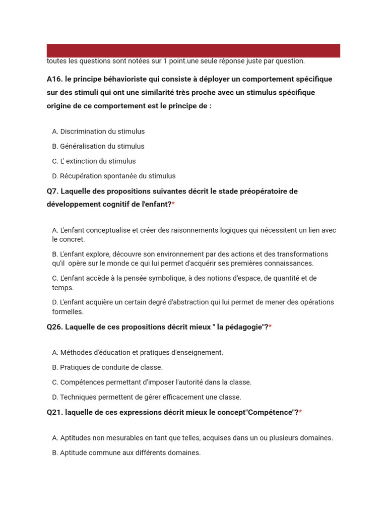 QCM Didactique | PDF