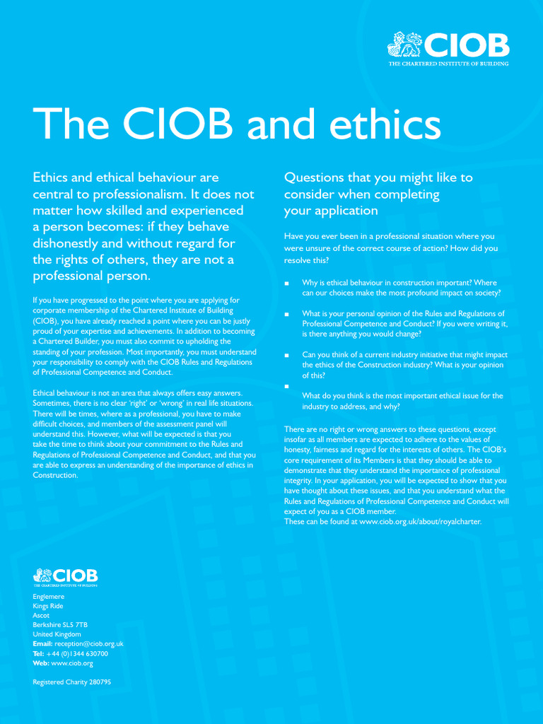 The CIOB and Ethics | PDF