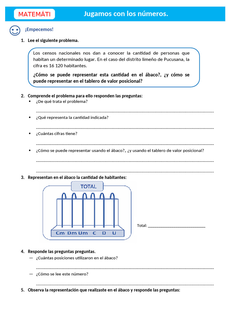 FICHA MAT. Jugamos Con Los Números. | PDF