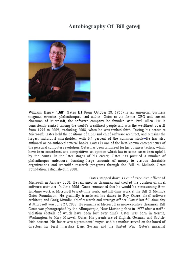 Autobiography of Bill Gates | PDF | Computing | Computing And ...